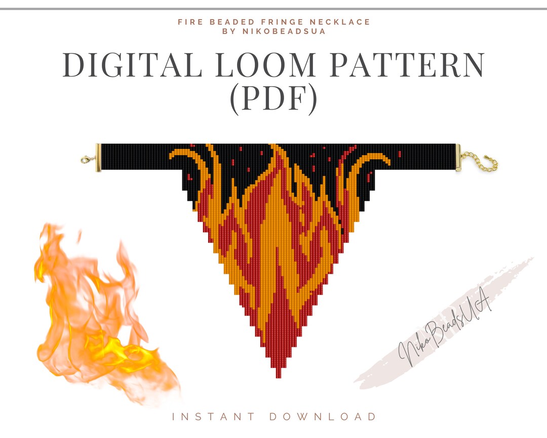 Fire Fringe Loom Pattern for Beaded Necklace Necklace - Etsy