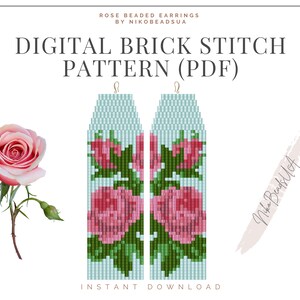 Rose Brick Stitch Pattern for Fringe Beaded Earrings Flower - Etsy