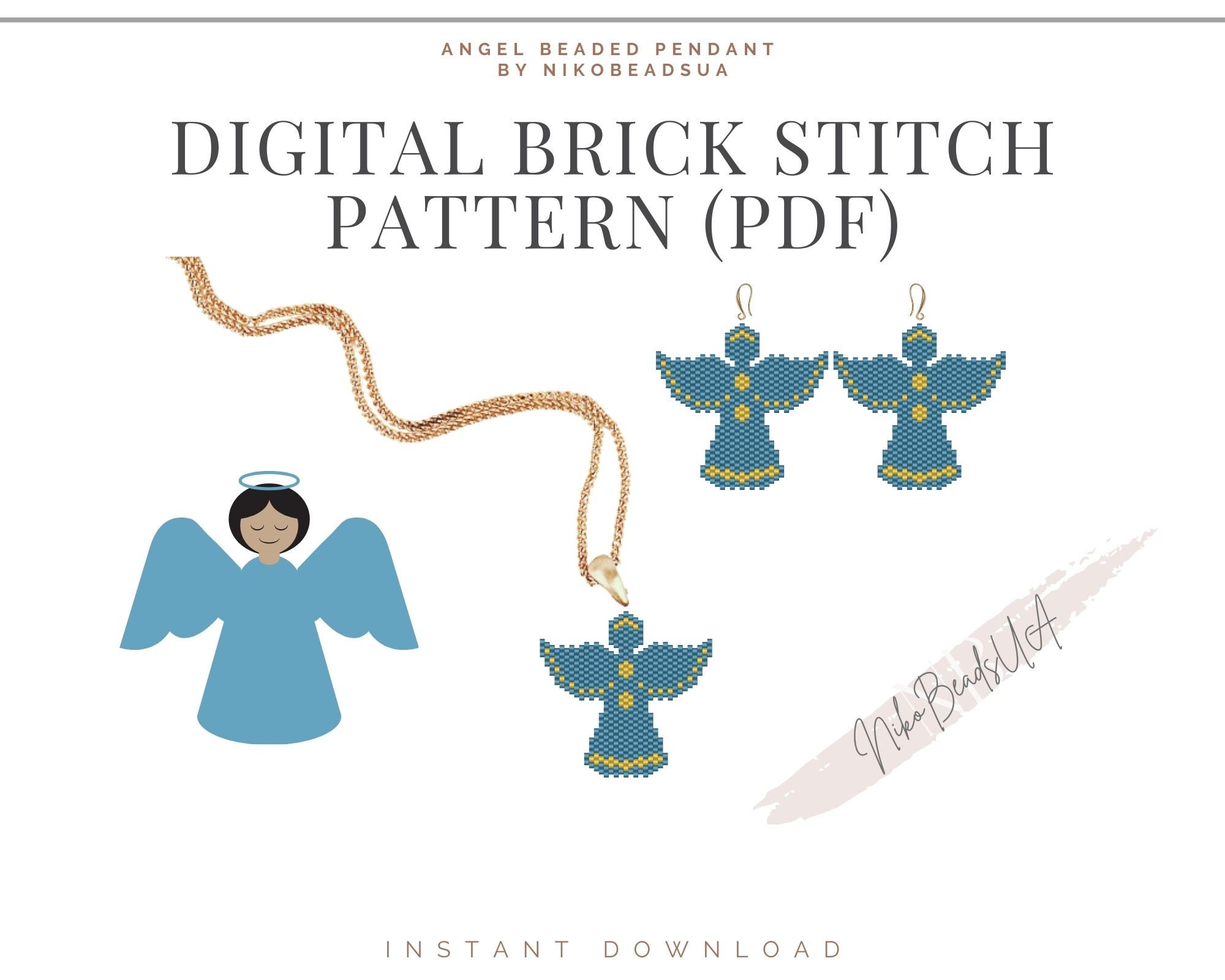 Christmas Angel Brick Stitch Pattern for Beaded Earrings, Keychain or ...