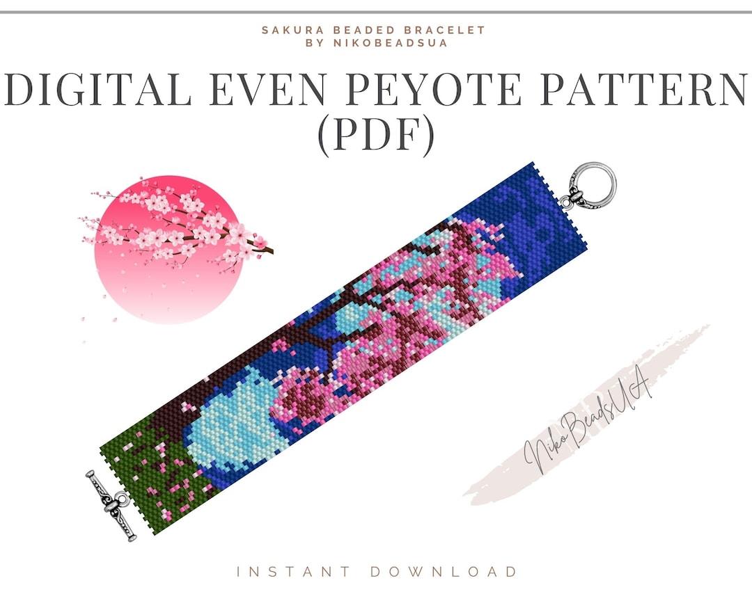Sakura Even Peyote Pattern for Beaded Bracelet, Flower Pattern, DIY ...