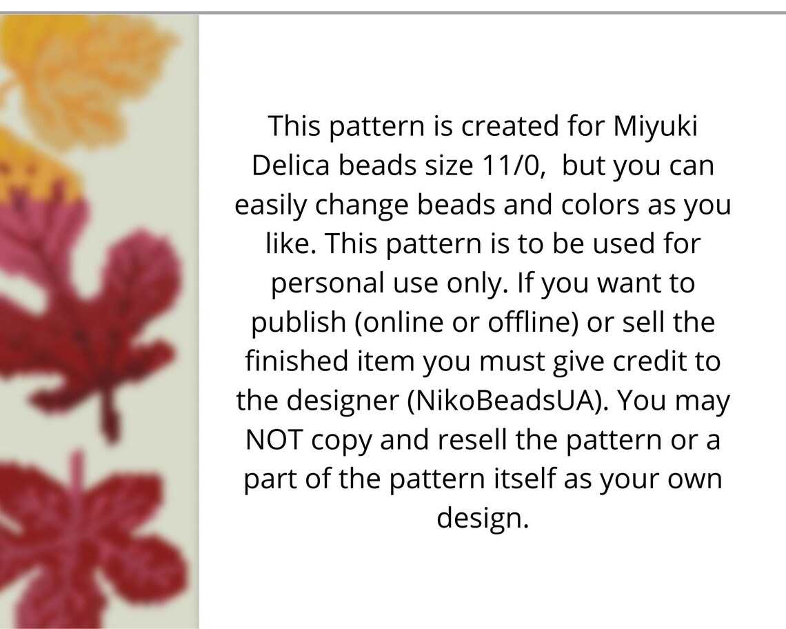 Autumn Leaves Even Peyote Pattern for Beaded Bracelet, Fall Pattern ...