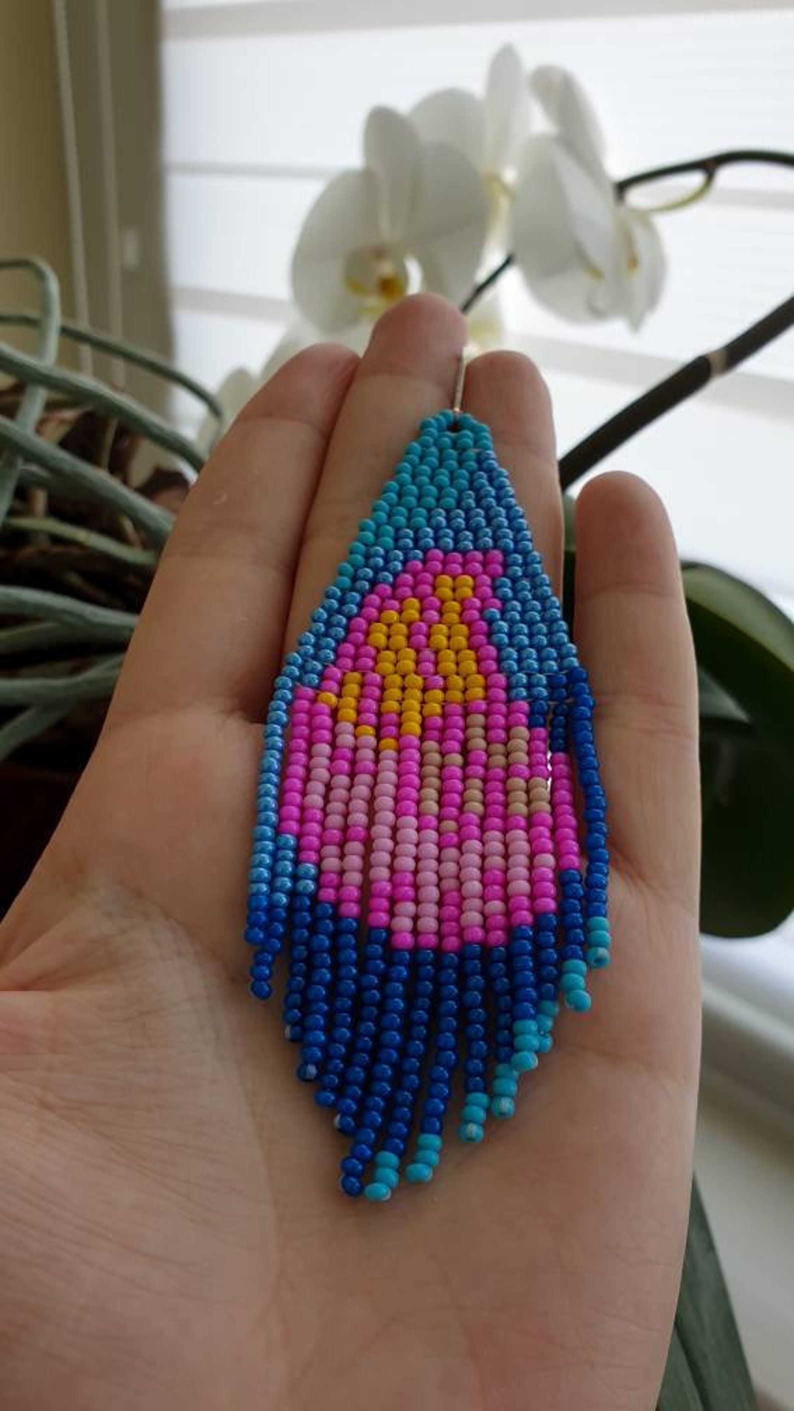 Seashell Brick Stitch pattern for fringe beaded earrings | Etsy