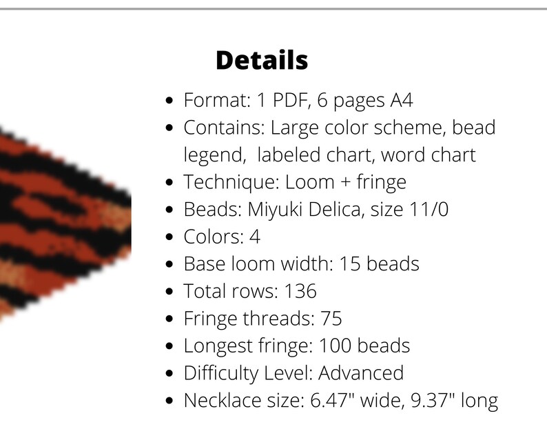 Tiger Stripe Beaded Loom Necklace Pattern With Fringe - DIY Jewelry ...