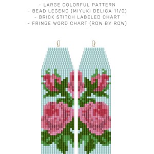 Rose Brick Stitch Pattern for Fringe Beaded Earrings Flower - Etsy