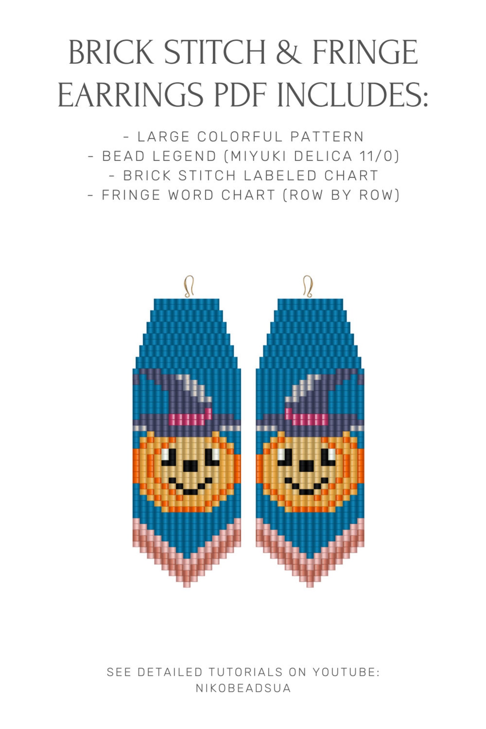 Halloween Pumpkin With Hat Brick Stitch Pattern for Fringe - Etsy