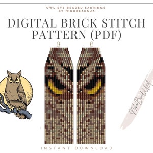 Owl Eye Brick Stitch Pattern for Fringe Beaded Earrings, Fall Pattern ...