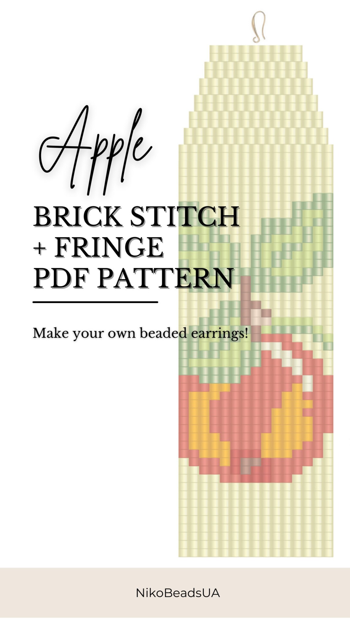 Apple Brick Stitch Pattern for Fringe Beaded Earrings Fruit | Etsy