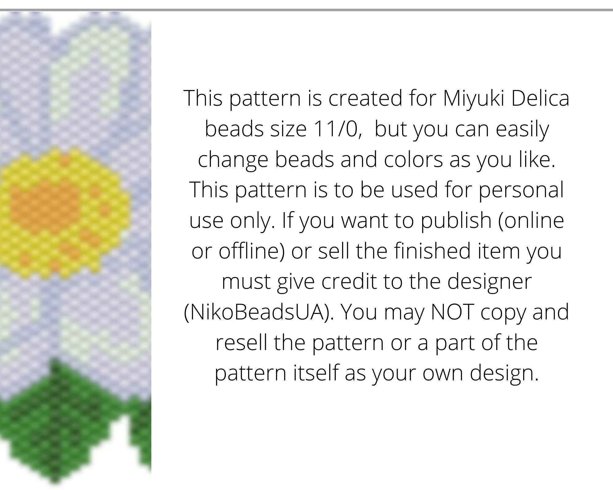 Daisy Brick Stitch Pattern for Beaded Earrings, Keychain or Pendant ...