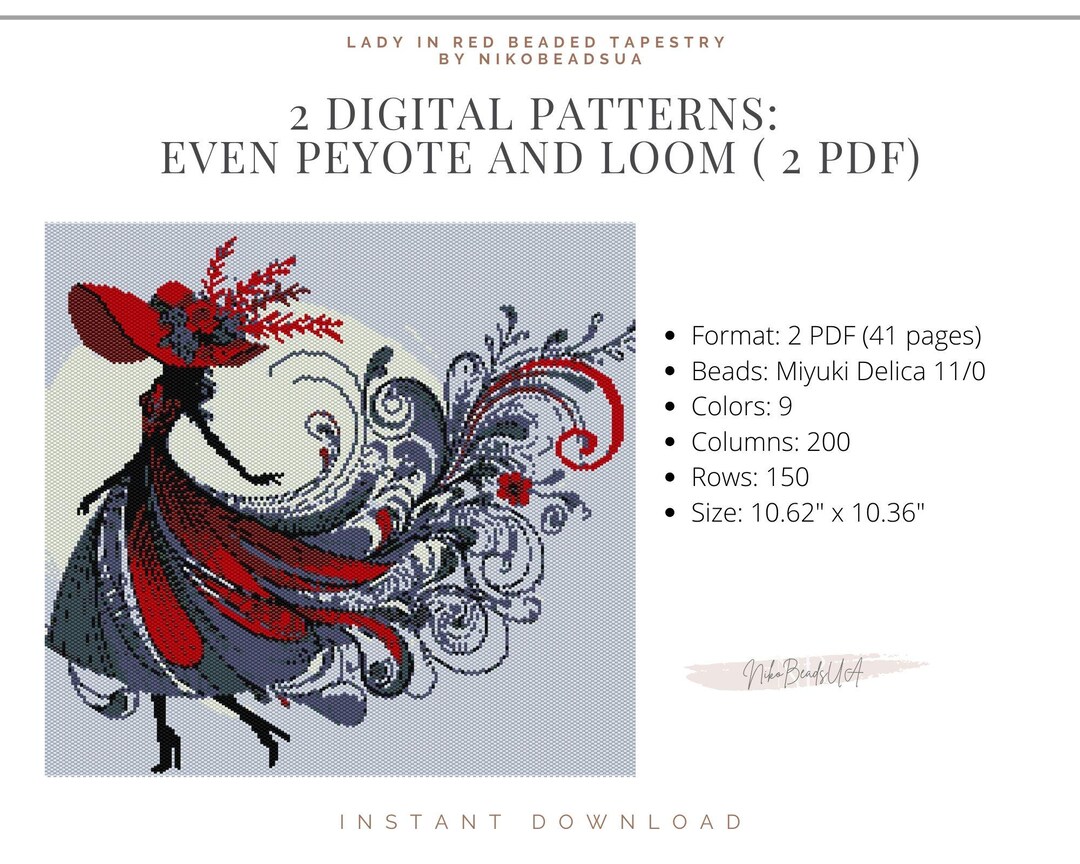 Lady in Hat Even Peyote and Loom Patterns for Beaded Tapestry, Portrait ...