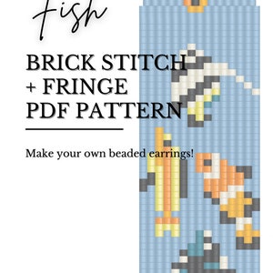 Fish Brick Stitch Pattern for Fringe Beaded Earrings, Aquarium Pattern ...