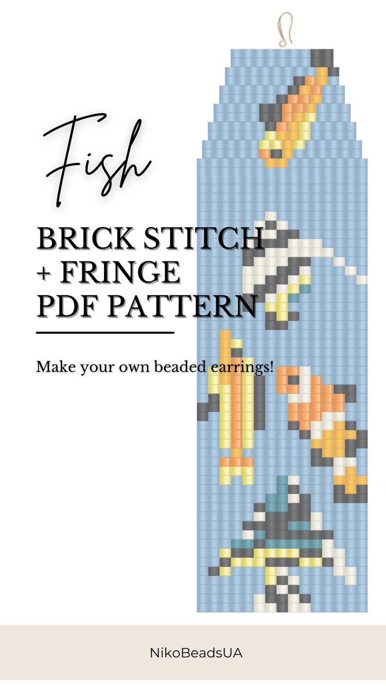 Fish Brick Stitch Pattern for Fringe Beaded Earrings Aquarium - Etsy