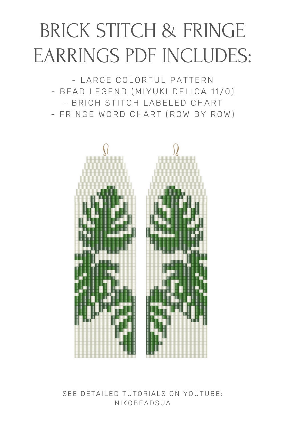 Monstera Leaf Brick Stitch Pattern for Fringe Beaded Earrings - Etsy