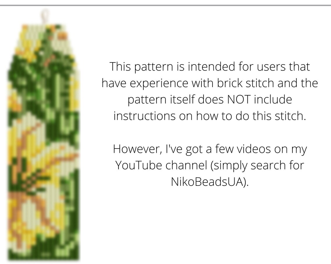 Lily Brick Stitch Pattern for Fringe Beaded Earrings, Flower Pattern ...