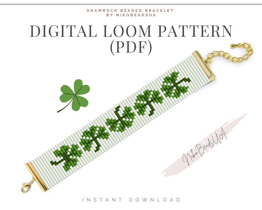 Shamrock Loom Pattern for Beaded Bracelet, Saint Patrick Pattern, DIY ...