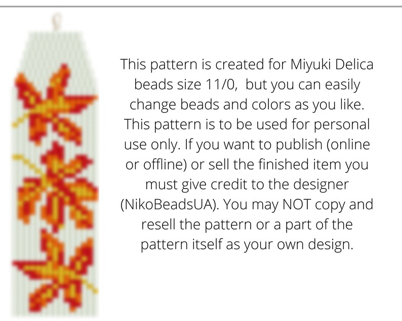 Autumn Leaves Brick Stitch Pattern for Fringe Beaded Earrings - Etsy