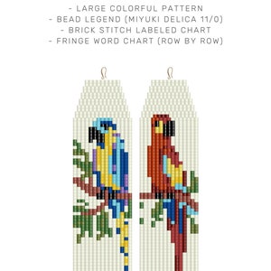 Parrots Brick Stitch Pattern for Fringe Beaded Earrings - Etsy