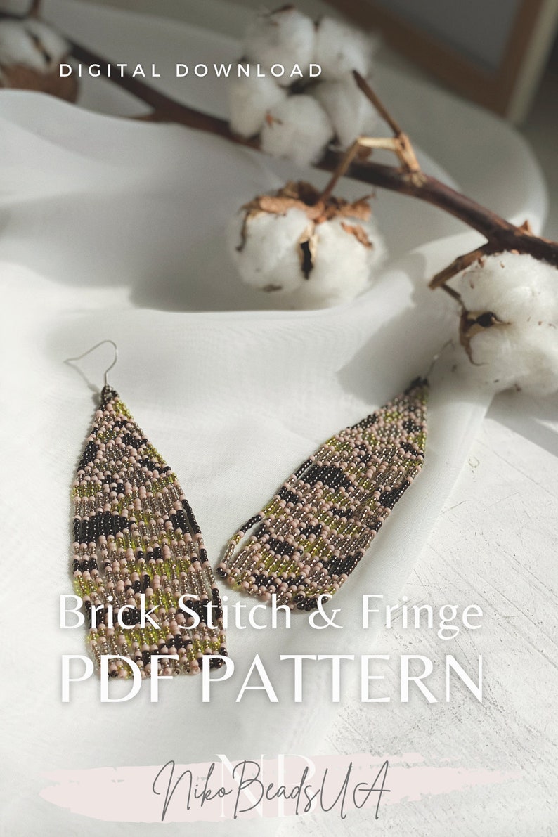 Snake Brick Stitch Pattern for Fringe Beaded Earrings Snake | Etsy