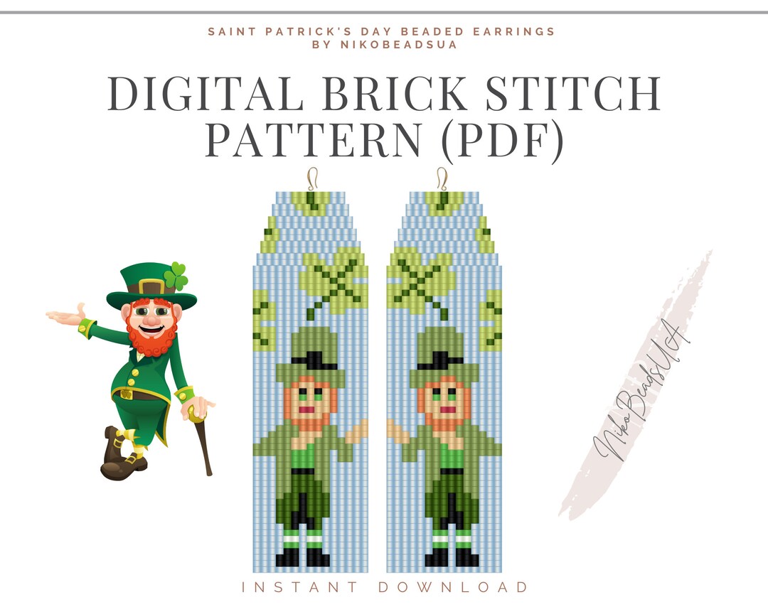 St Patrick's Day Brick Stitch Pattern for Fringe Beaded Earrings ...