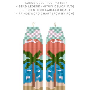 Palm Tree Brick Stitch Pattern for Fringe Beaded Earrings - Etsy
