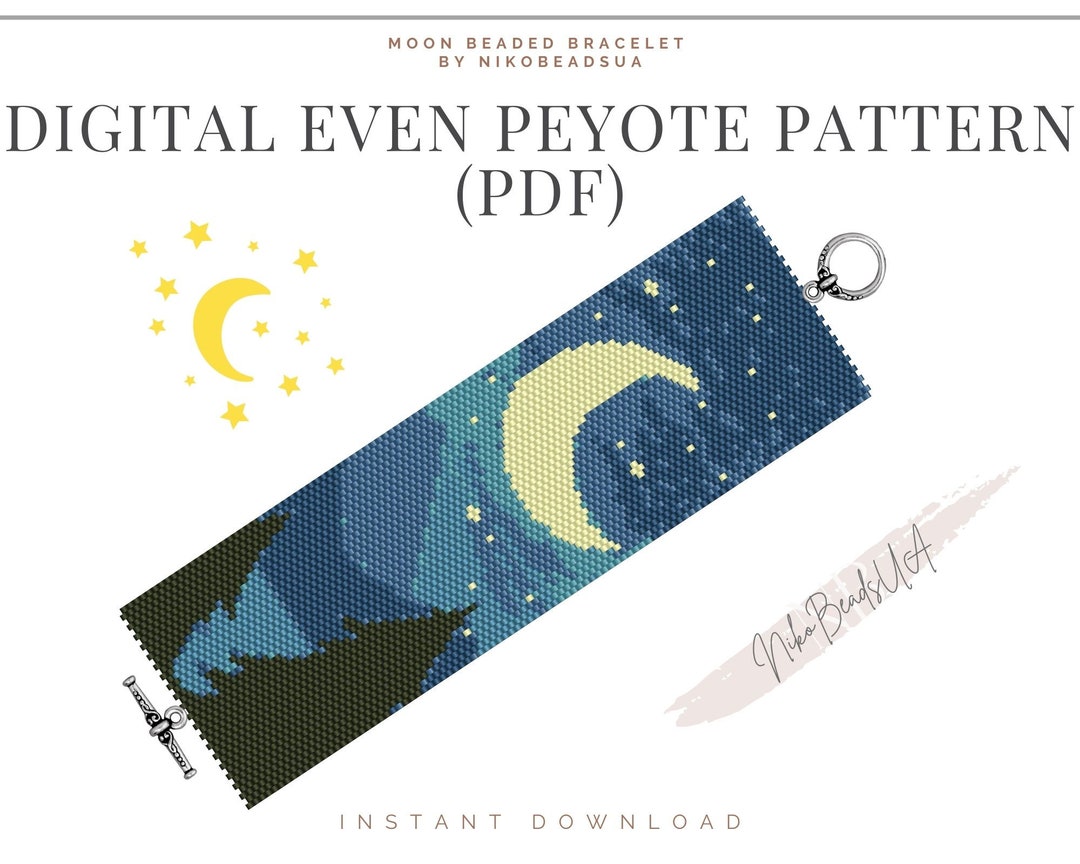 Moon Even Peyote Pattern for Beaded Bracelet, Nature Pattern, DIY ...