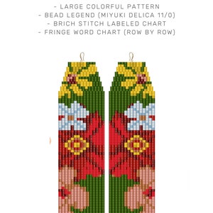 Summer Flowers Brick Stitch Pattern for Fringe Beaded - Etsy