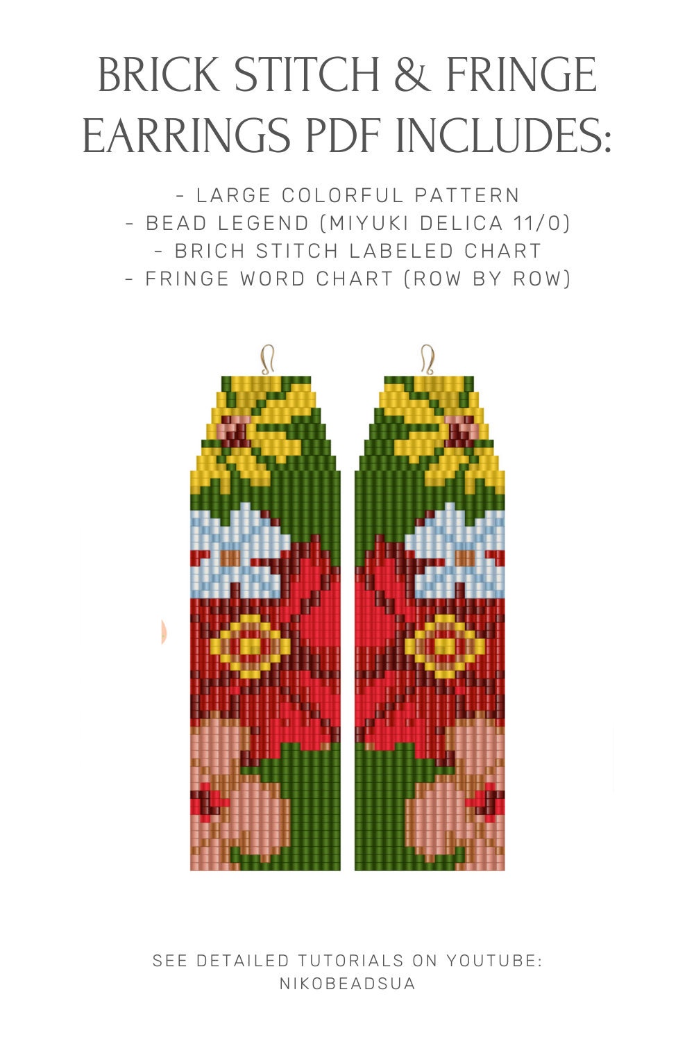 Summer Flowers Brick Stitch Pattern for Fringe Beaded - Etsy