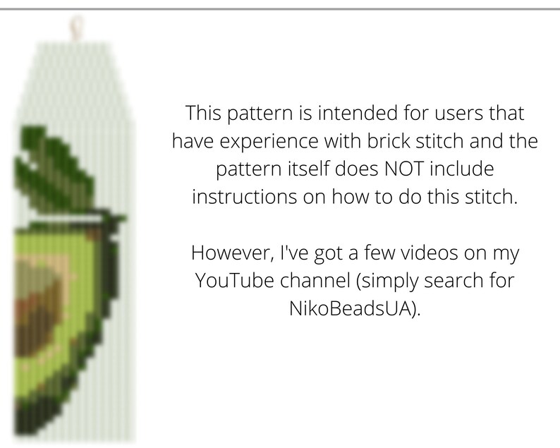 Avocado Brick Stitch Pattern for Fringe Beaded Earrings Fruit - Etsy