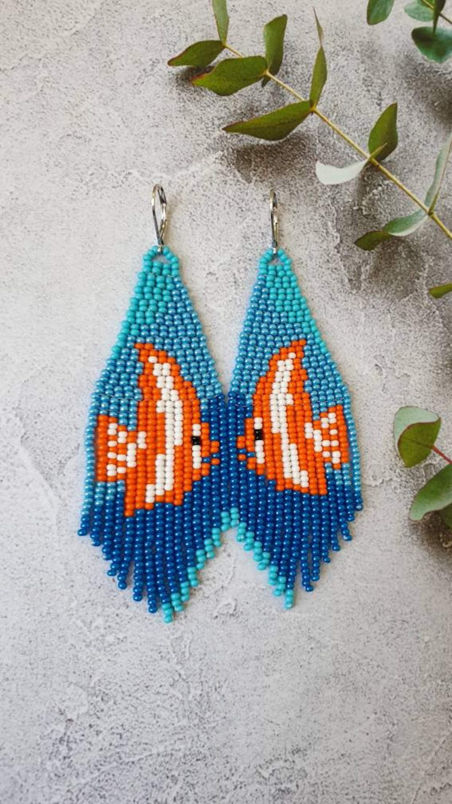 Tropical Fish Brick Stitch Pattern for Fringe Beaded Earrings - Etsy Canada