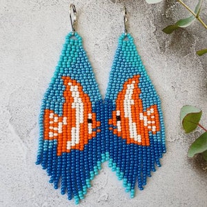 Tropical Fish Brick Stitch Pattern for Fringe Beaded Earrings - Etsy Canada