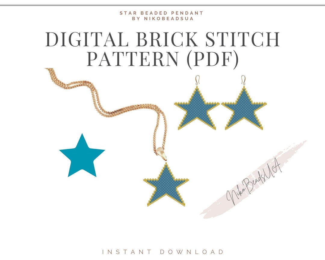 Star Brick Stitch Pattern for Beaded Earrings, Keychain or Pendant, DIY ...