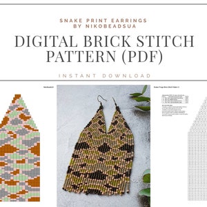 Snake Brick Stitch Pattern for Fringe Beaded Earrings Snake | Etsy