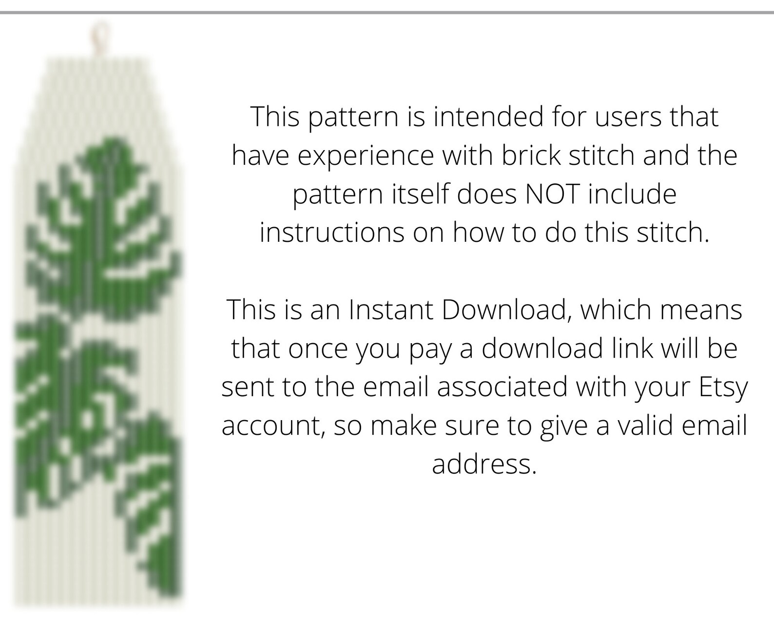 Monstera Leaf Brick Stitch Pattern for Fringe Beaded Earrings, Floral ...