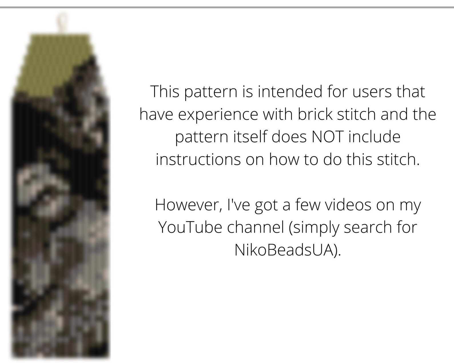 Wolf Face Brick Stitch Pattern for Fringe Beaded Earrings, Animal ...