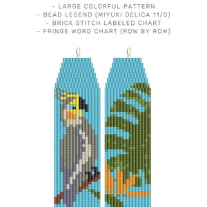 Cockatiel Parrot Brick Stitch Pattern for Fringe Beaded Earrings ...