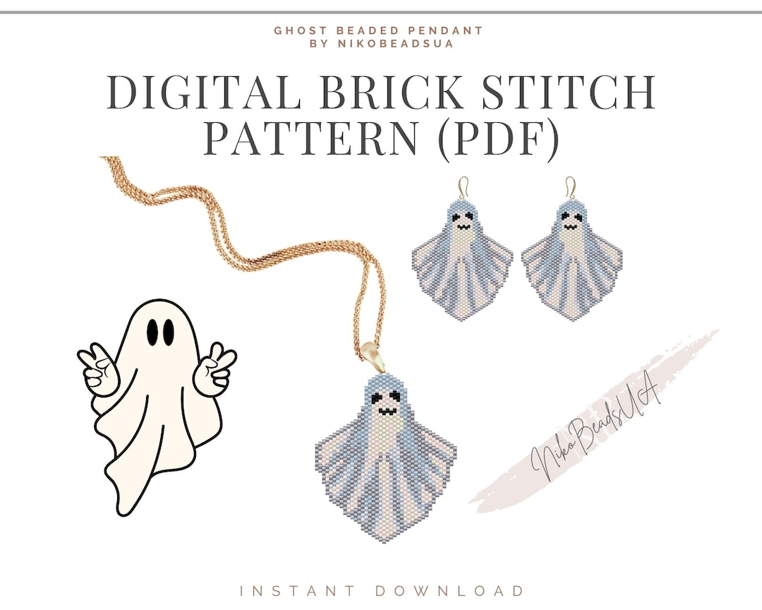 Ghost Brick Stitch Pattern for Beaded Earrings Keychain or - Etsy