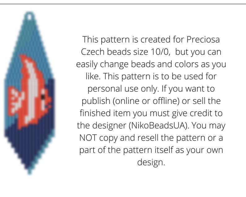 Tropical Fish Brick Stitch Pattern for Fringe Beaded Earrings - Etsy