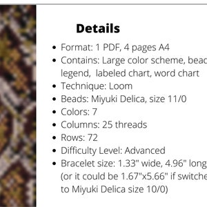Snake Print Loom Pattern for Beaded Bracelet, Animal Pattern, DIY ...