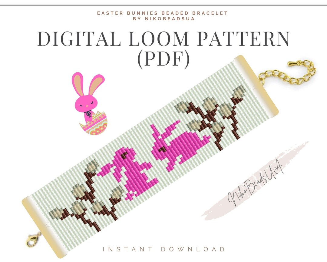 Easter Bunnies Loom Pattern for Beaded Bracelet, Spring Pattern, DIY ...