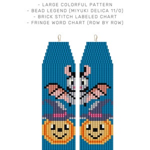Halloween Pumpkin and Bat Brick Stitch Pattern for Fringe - Etsy
