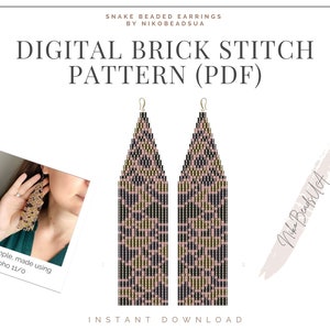 Snake Brick Stitch Pattern for Fringe Beaded Earrings, Snake Skin ...