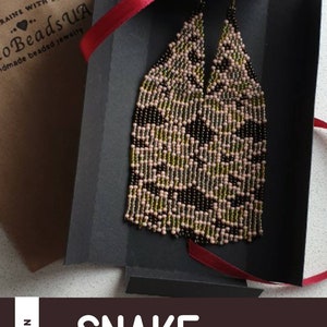 Snake Brick Stitch Pattern for Fringe Beaded Earrings, Snake Skin ...