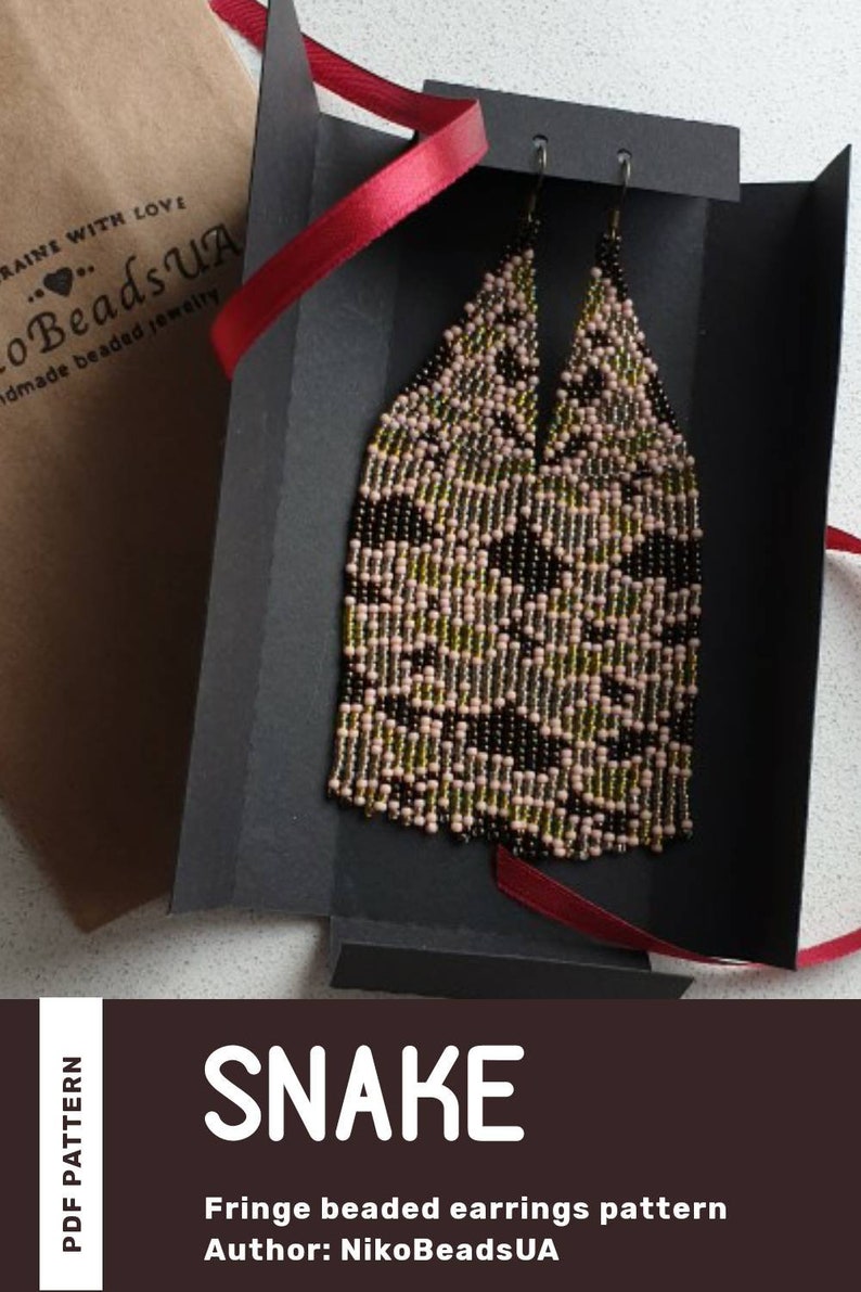 Snake Brick Stitch Pattern for Fringe Beaded Earrings Snake - Etsy