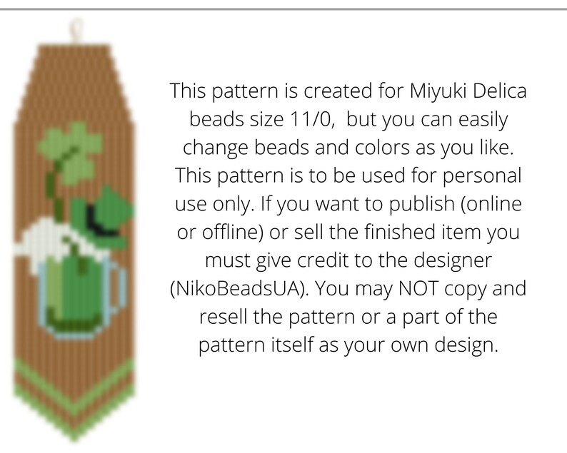 Mug of Ale Brick Stitch Pattern for Fringe Beaded Earrings, St Patrick ...