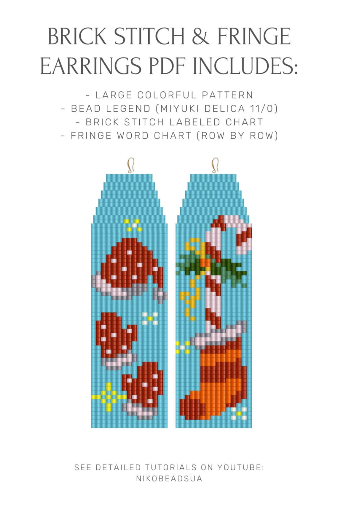 Christmas Stocking Brick Stitch Pattern for Fringe Beaded - Etsy