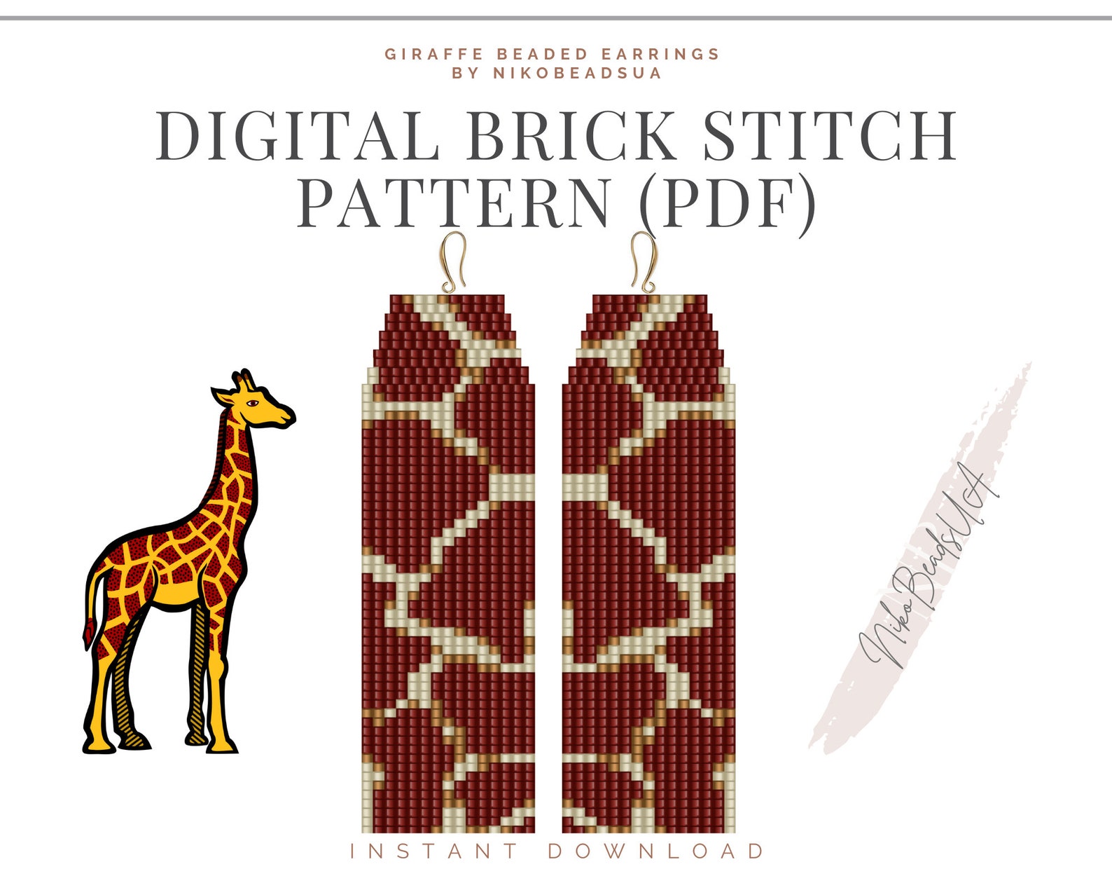 Giraffe Brick Stitch Pattern for Fringe Beaded Earrings - Etsy