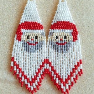 Santa Claus Brick Stitch Pattern for Beaded Fringe Earrings | Etsy