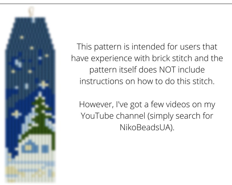 Winter Night Brick Stitch Pattern for Fringe Beaded Earrings, Christmas ...