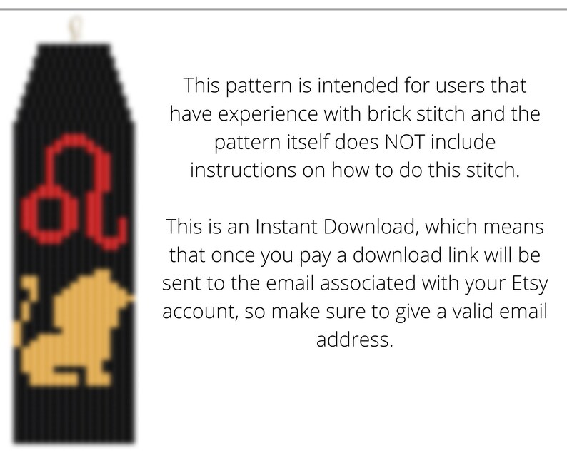 Leo Brick Stitch Pattern for Fringe Beaded Earrings Zodiac - Etsy