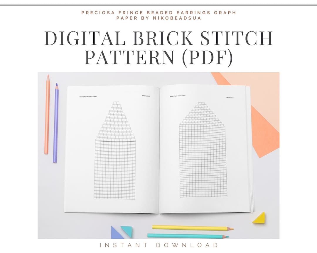 Brick Stitch Blank Pattern for Fringe Beaded Earrings, Beading Pattern ...