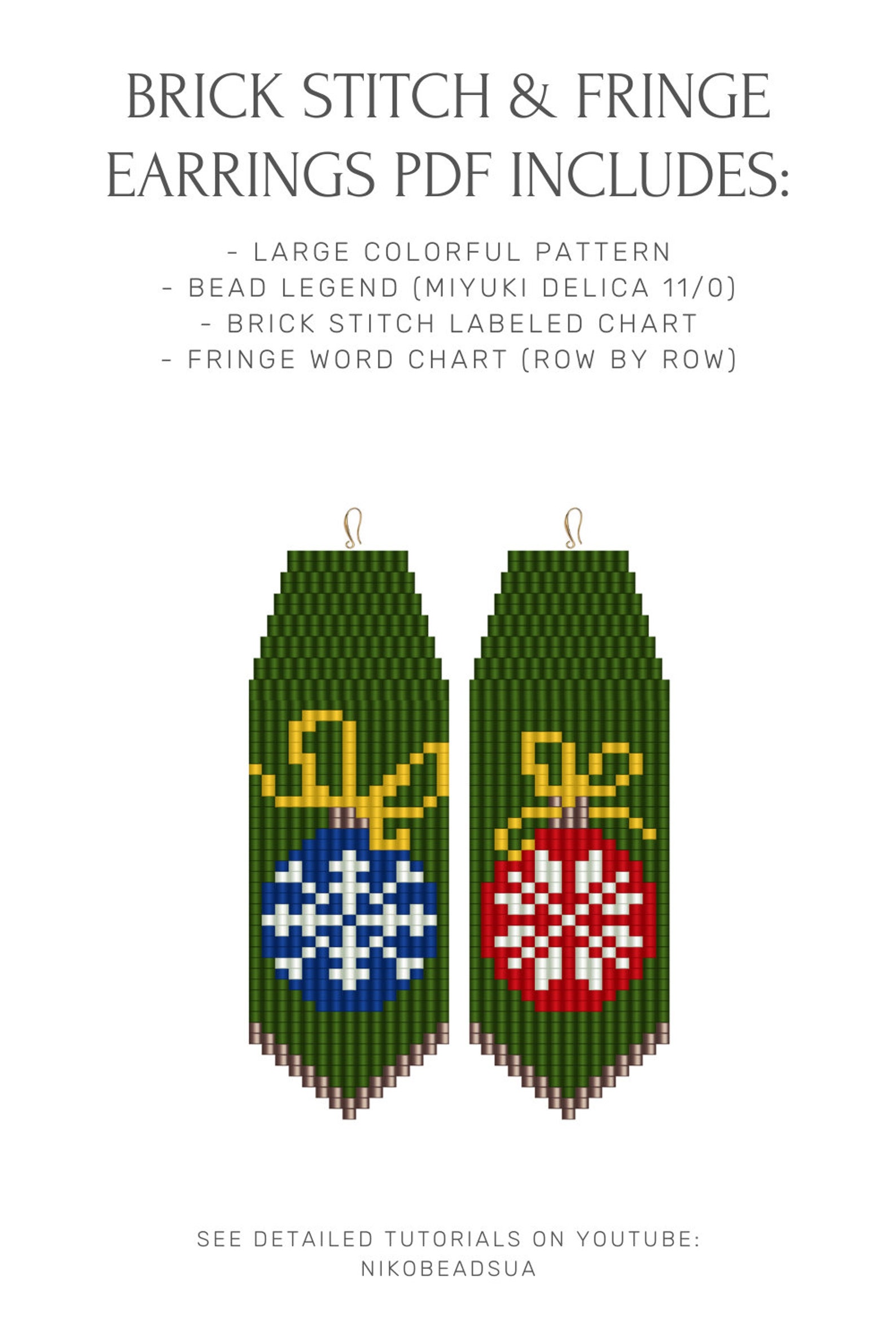 Christmas Ornaments Brick Stitch Pattern for Fringe Beaded - Etsy